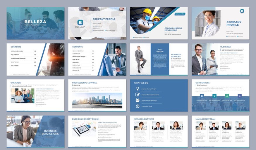Professional PowerPoint Template & PPT Layouts - BELLEZZA